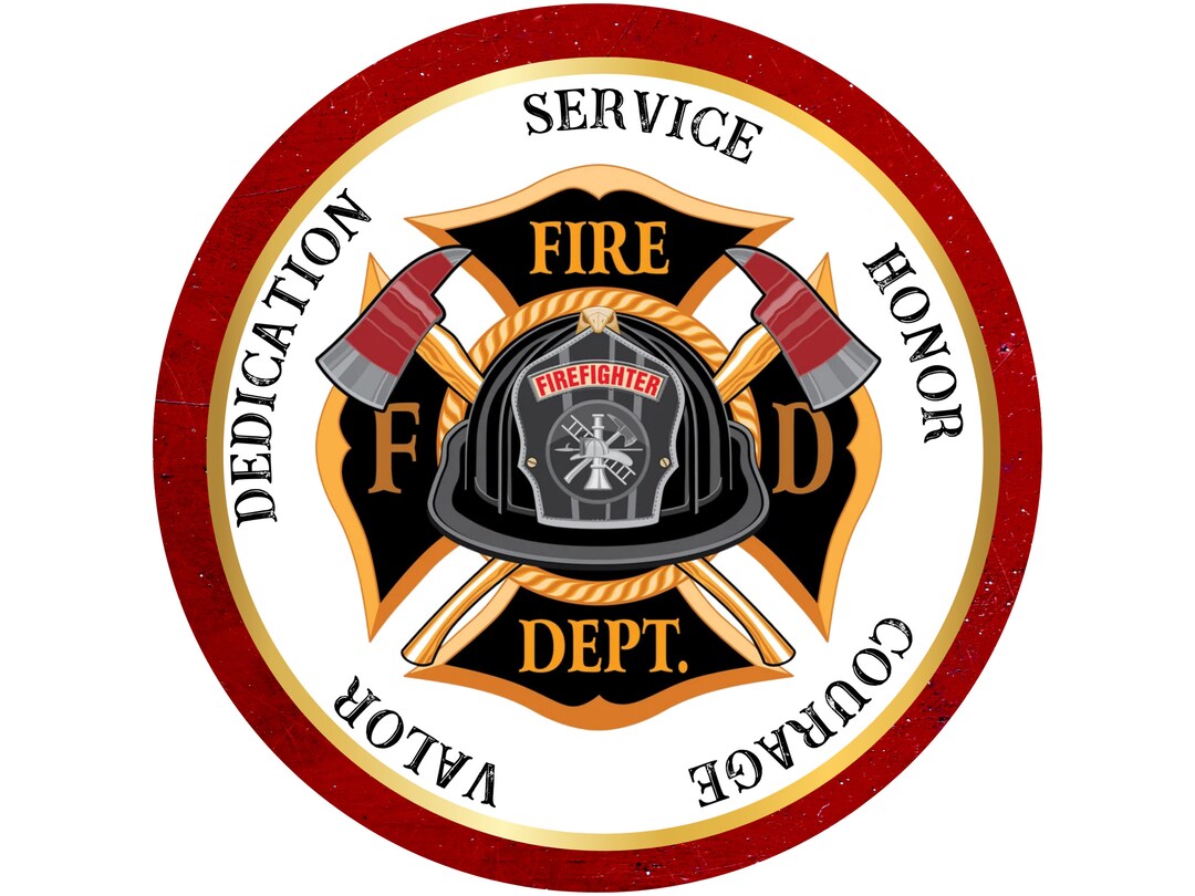 Fire Department Emblem Metal Wreath Sign, Sign for Fire Department ...