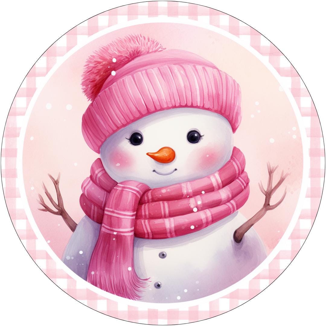 Pink Gingham Snowman Sign, Winter Wonderland Decor, Cute Christmas ...