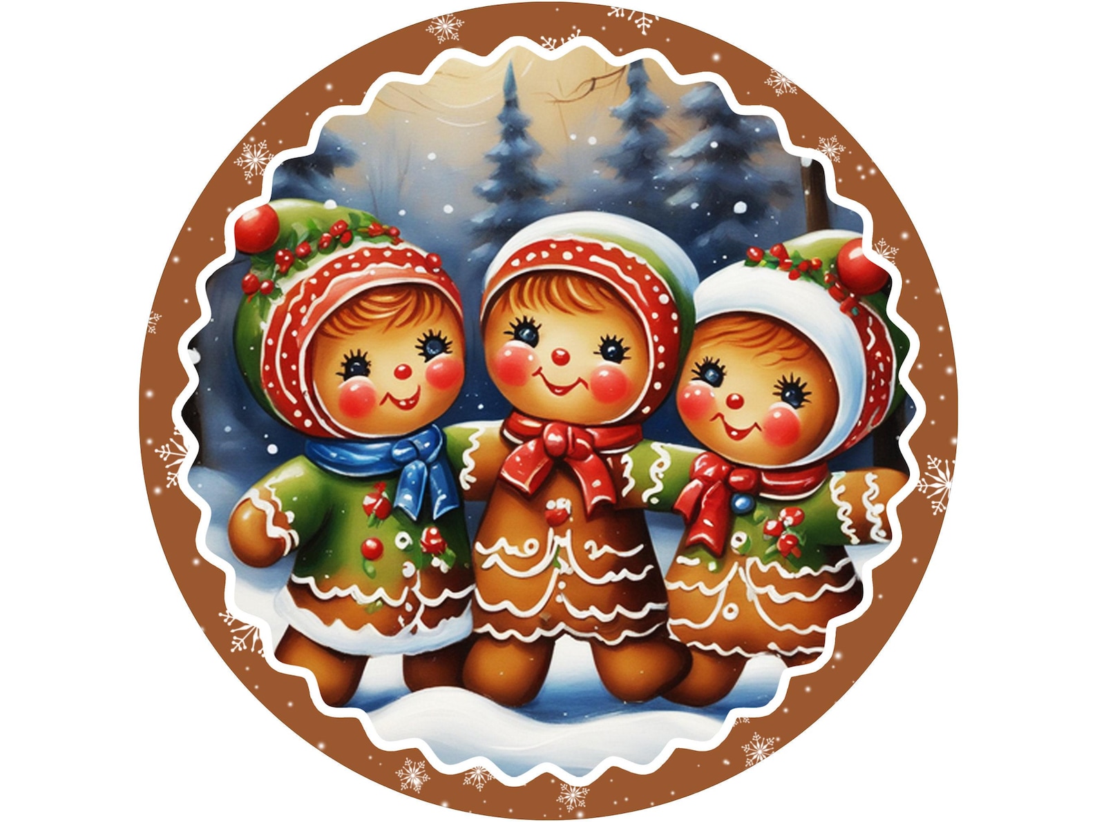 Gingerbread Friends Merry Christmas Sign for Front Door, Gingerbread ...