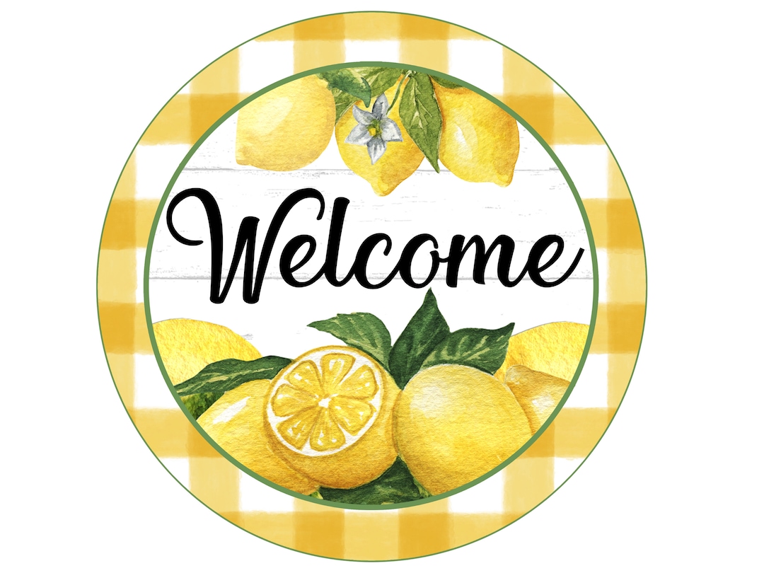 Welcome Wreath Sign With Lemon, Lemon Wreath Attachment, Summer Lemon ...