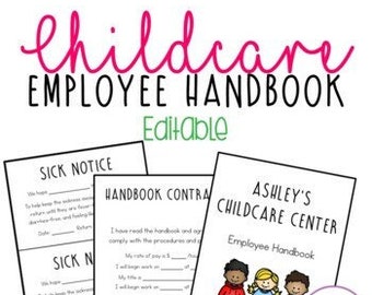 Daycare Employee Handbook/ Editable Daycare Employee Handbook ...