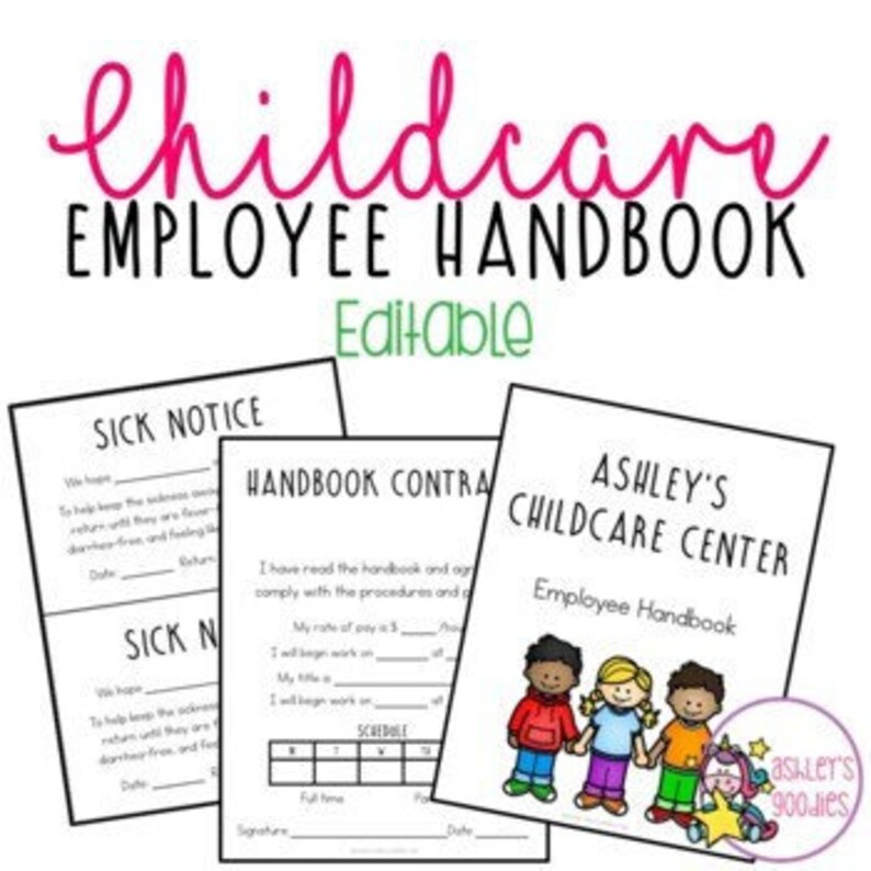 Editable Daycare Employee Handbook Printable microsoft Etsy