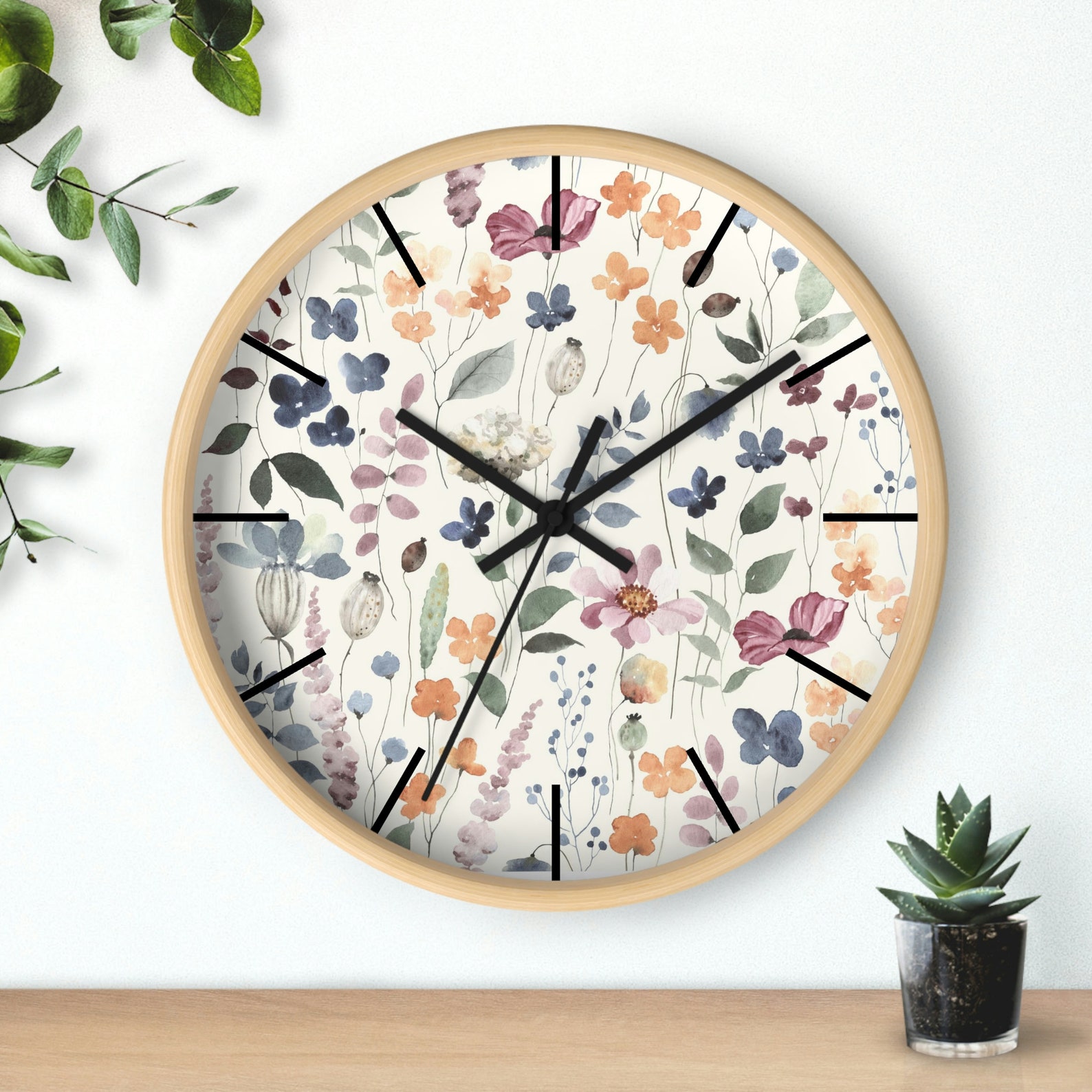 Wildflower Wall Clock - Etsy