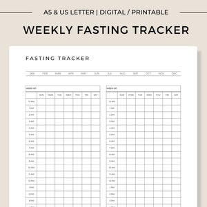 Weekly Intermittent Fasting Tracker Template, Intermittent Fasting Log ...