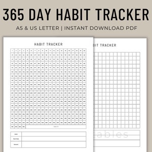Habit Tracker Printable 365 Days Habit Tracker Yearly Habit Tracker - Etsy
