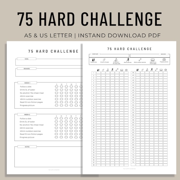 75 Hard Tracker - Etsy