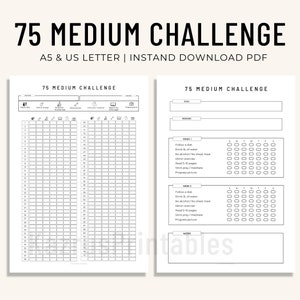 75 Medium Challenge, 75 Day Challenge Printable, 75 Medium Tracker ...