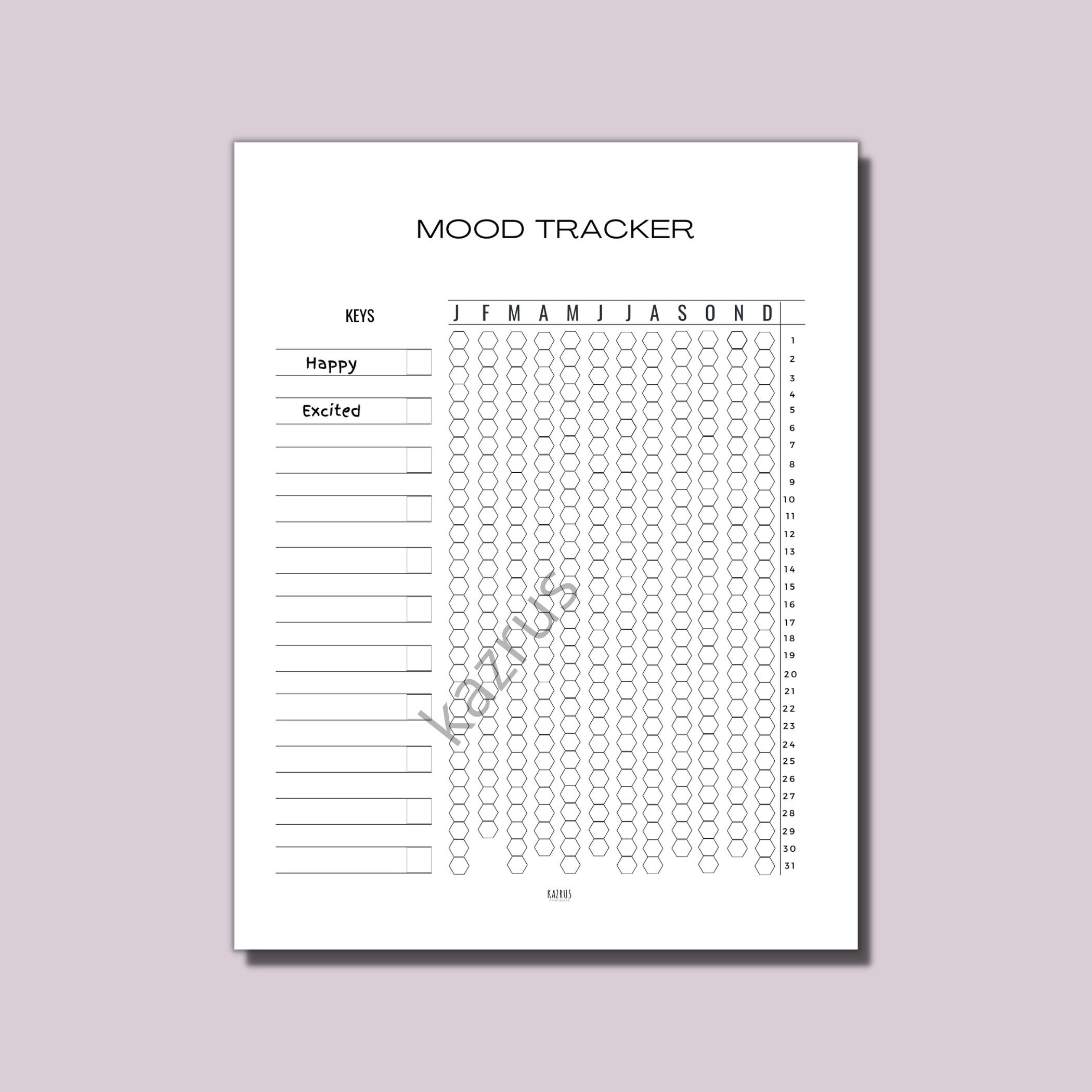 Mood Tracker PDF PDF Monthly Mood Tracker Printable - Etsy