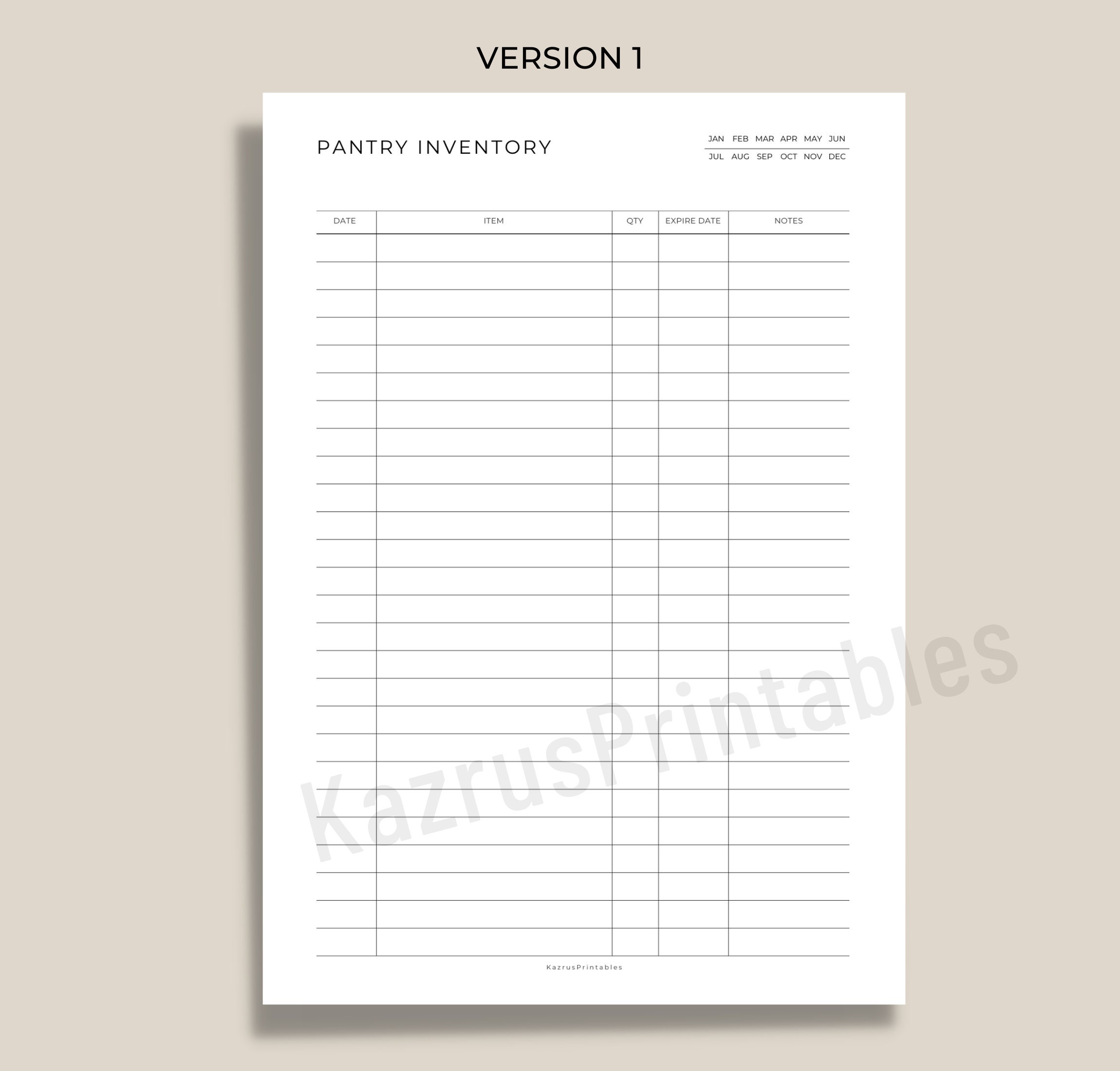 Pantry Inventory Log, Food Storage Inventory, Inventory List - Etsy