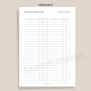 Pantry Inventory Log, Food Storage Inventory, Inventory List - Etsy
