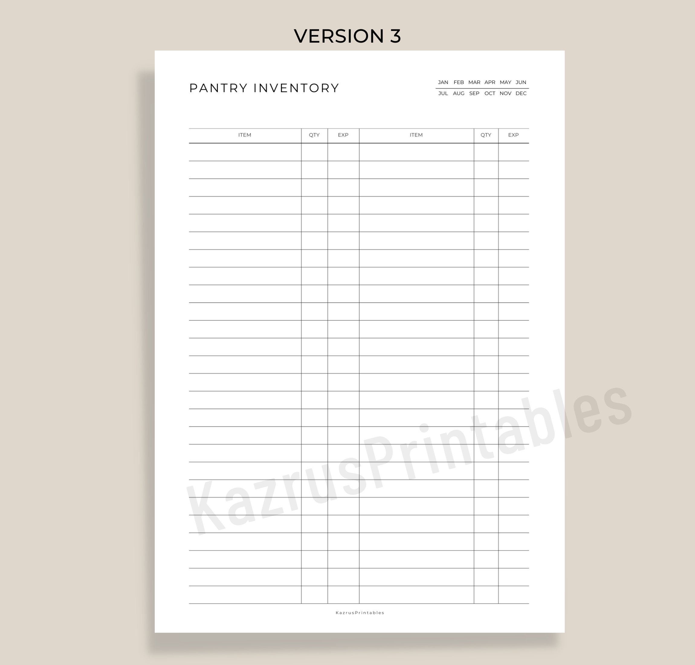 Pantry Inventory Log, Food Storage Inventory, Inventory List - Etsy