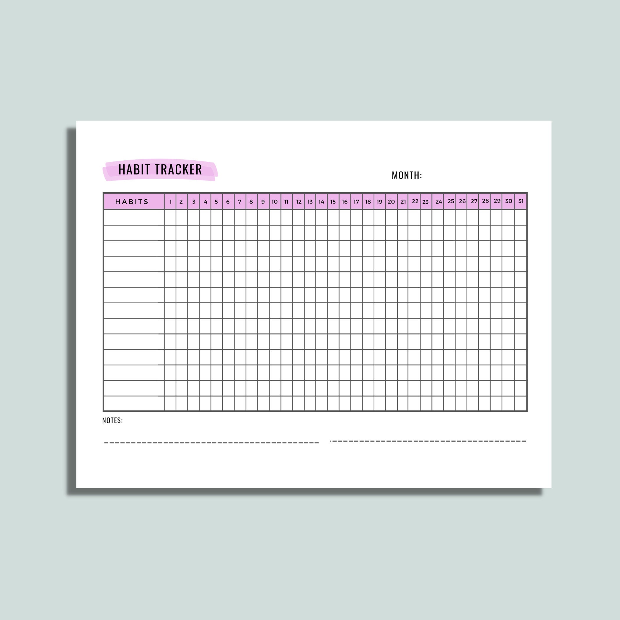 31 Day Habit Tracker Printable PDF Monthly Tracker - Etsy