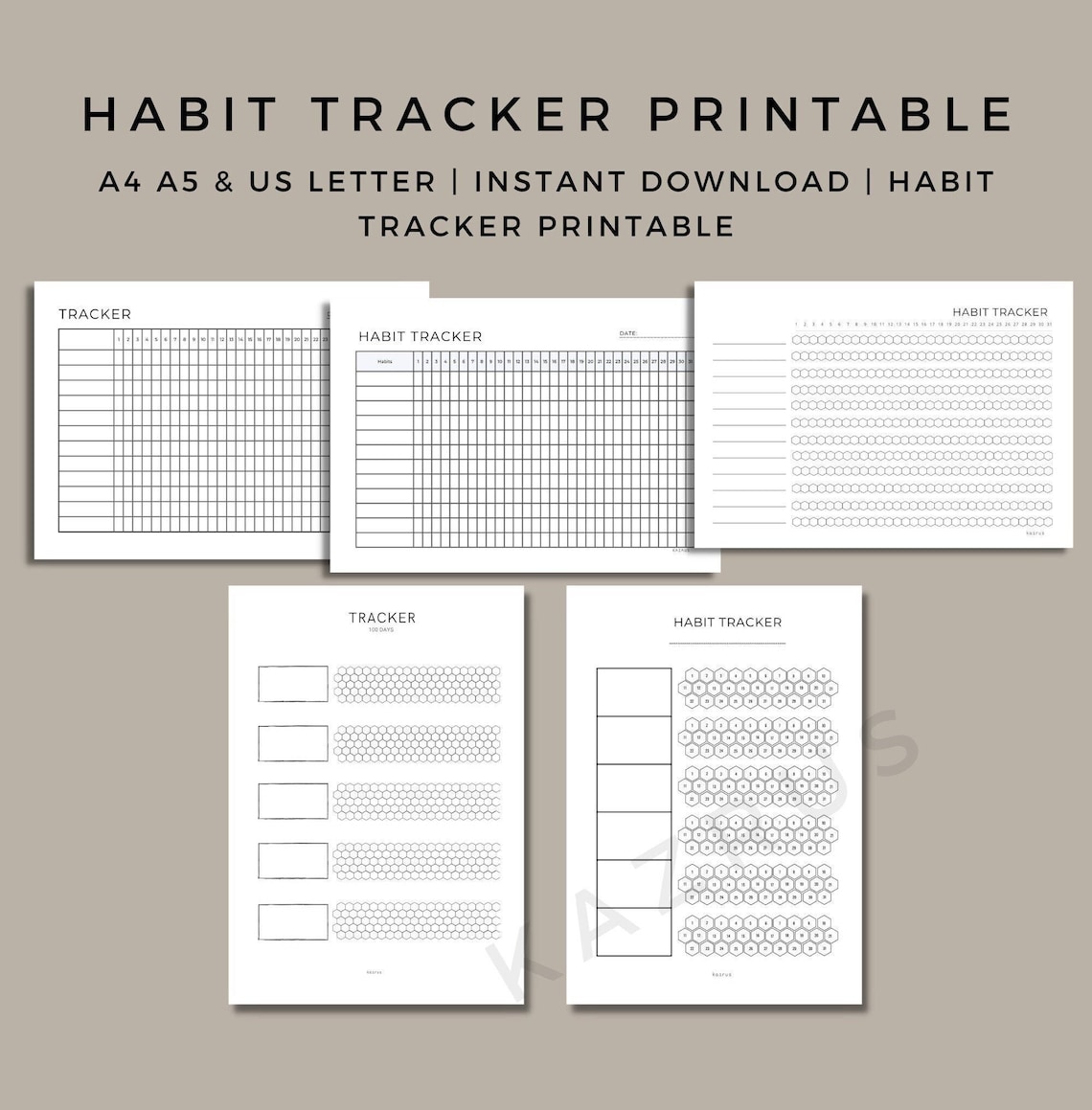 Habit Tracker Printable Habit Tracker Template PDF Fitness Tracker ...