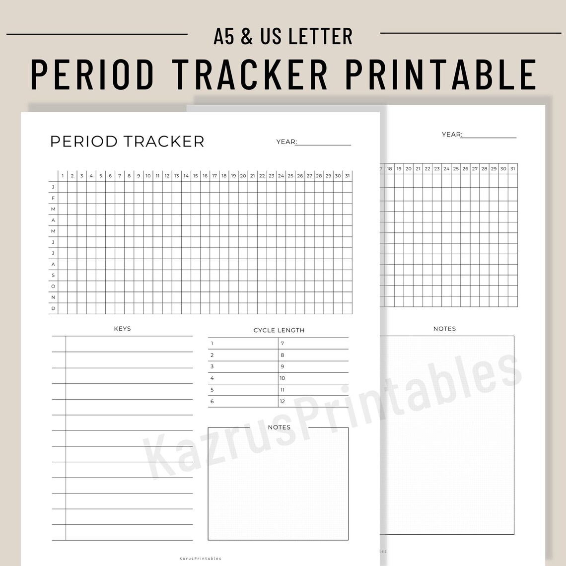 Period Tracker Printable, Cycle Tracker, Menstrual Tracker - Etsy Canada