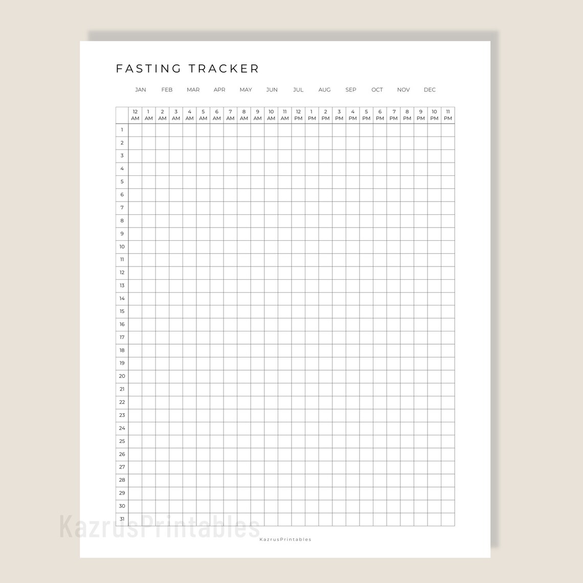 Intermittent Fasting Tracker Printable, Intermittent Fasting Log - Etsy ...