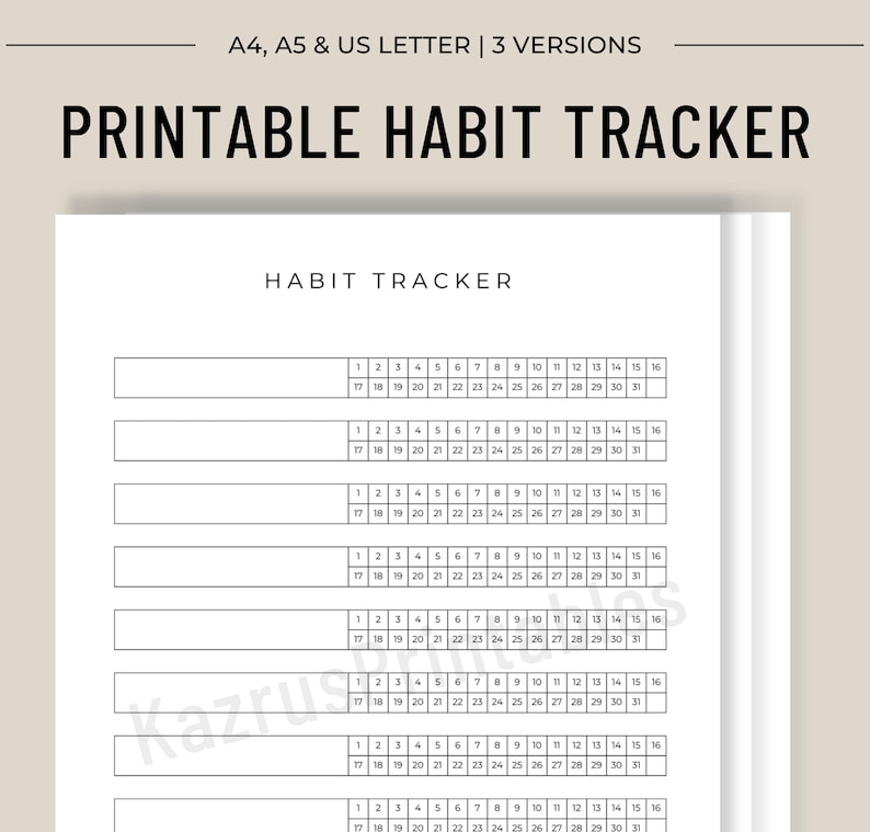 Habit Tracker, Habit Tracker Printable, Yearly Habit Tracker - Etsy