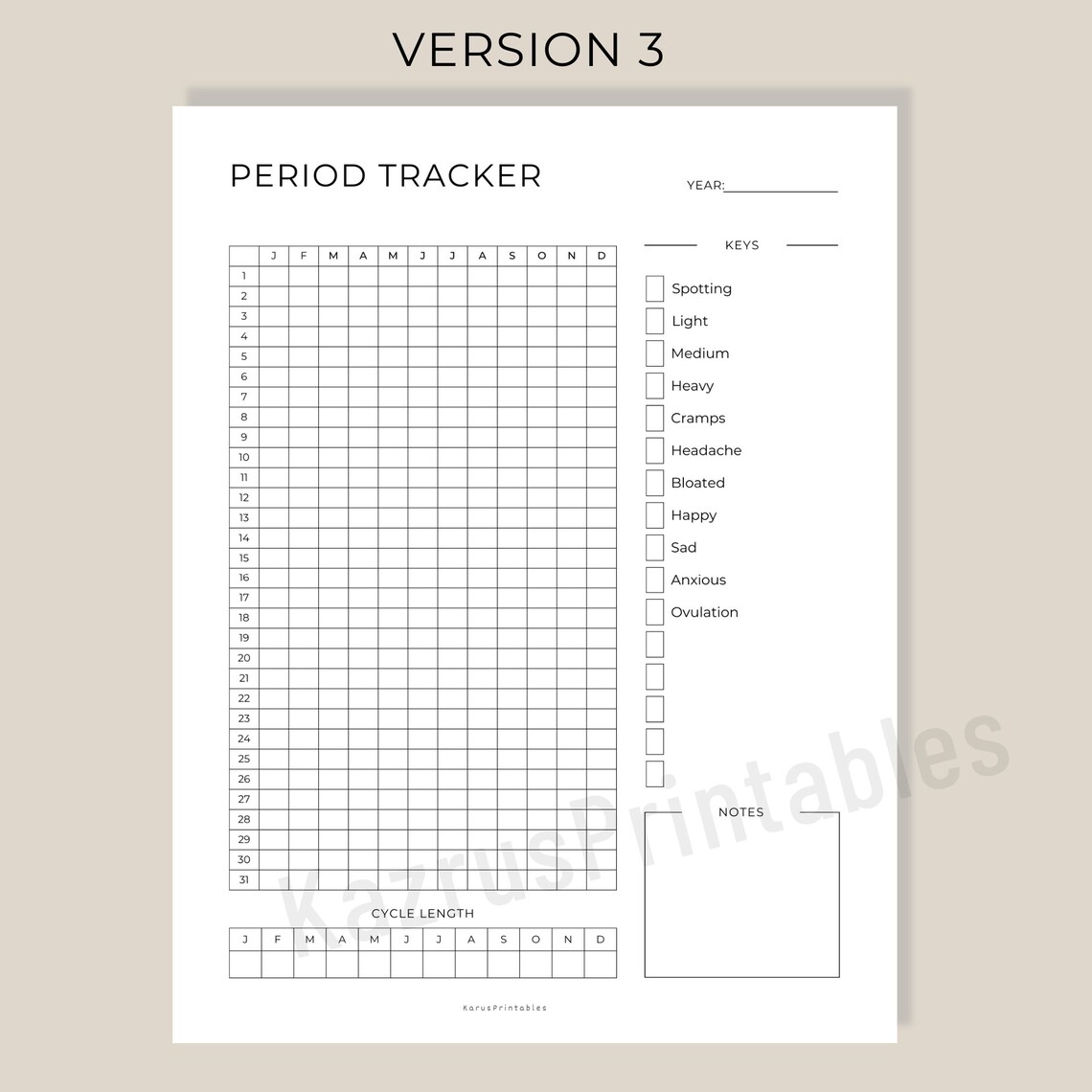 Period Tracker Printable, Cycle Tracker, Menstrual Tracker - Etsy Canada
