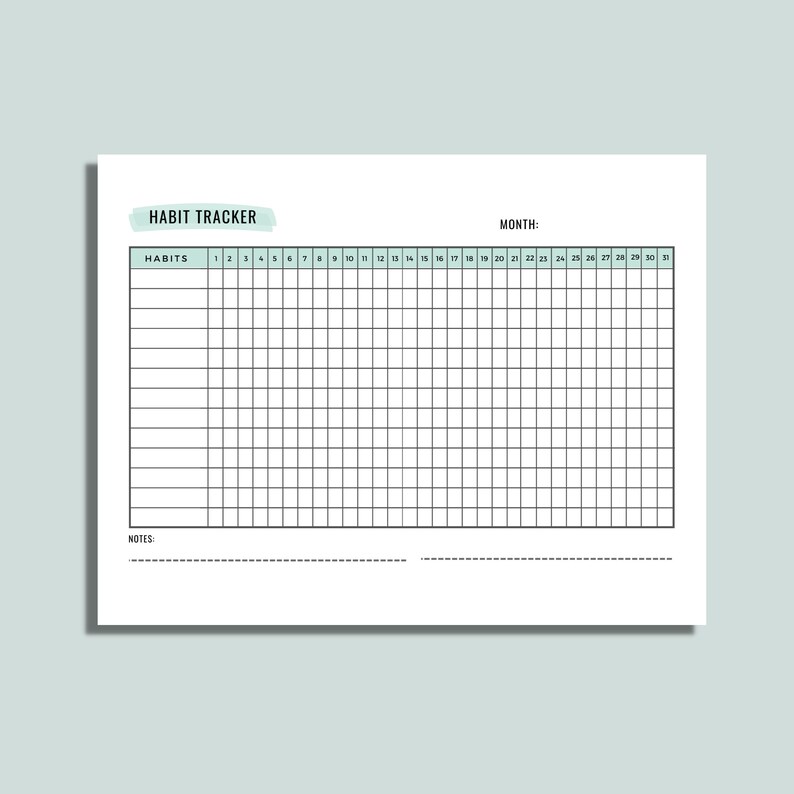 31 Day Habit Tracker Printable PDF Monthly Tracker - Etsy