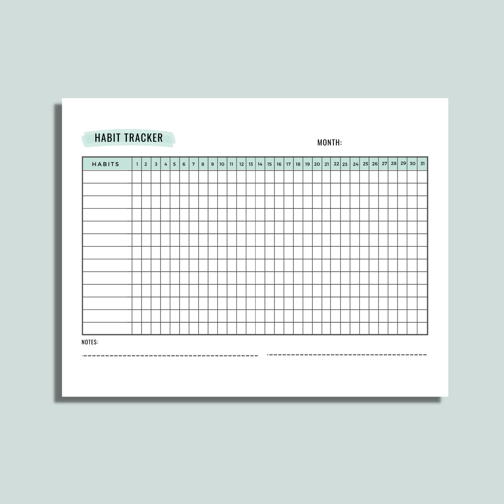 31 Day Habit Tracker Printable PDF Monthly Tracker - Etsy