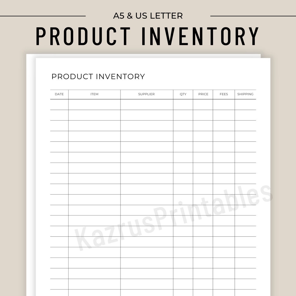 Product Inventory Log, Inventory Sheet, Inventory Management Form ...