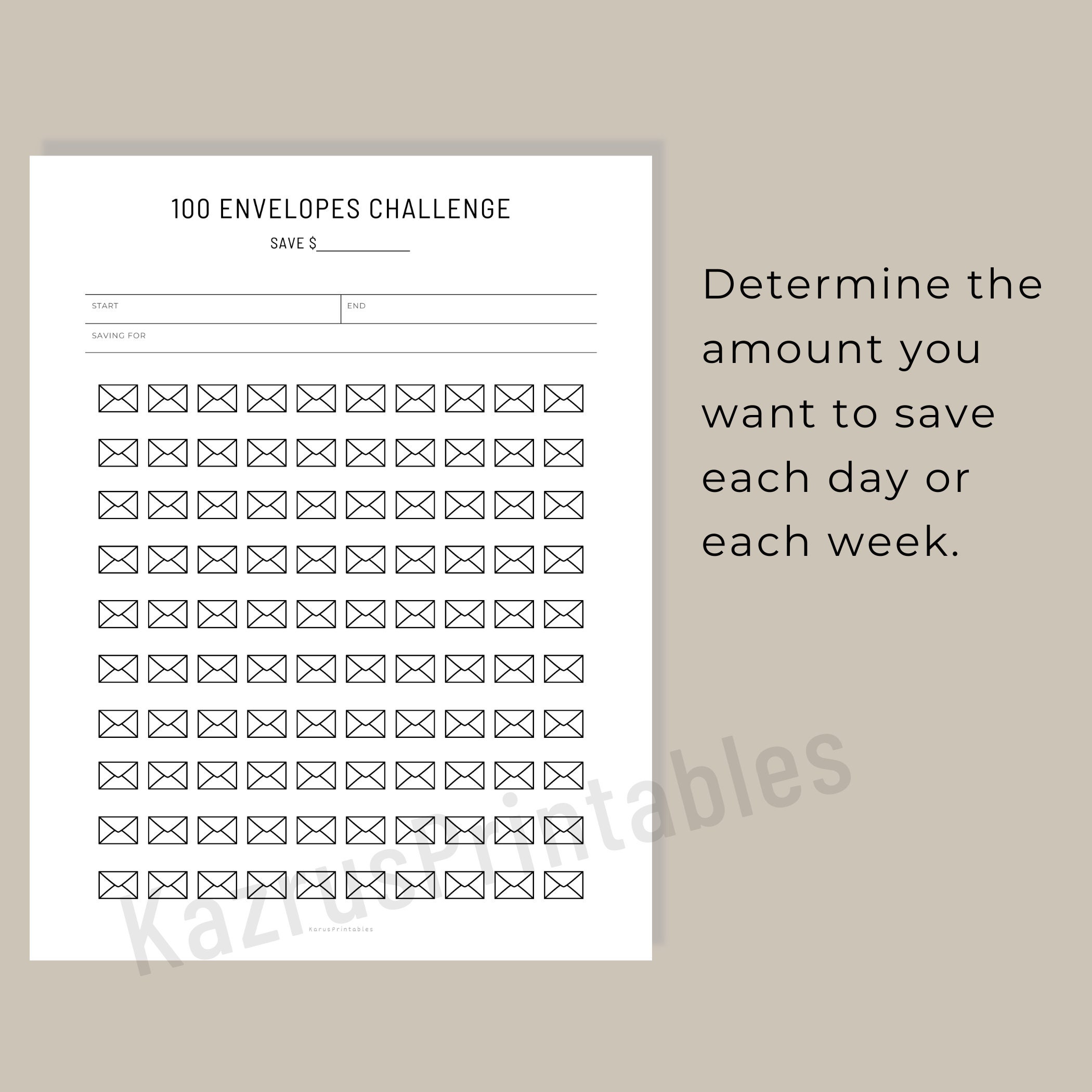 100 Envelope Challenge, Savings Tracker, Money Saving Challenge ...