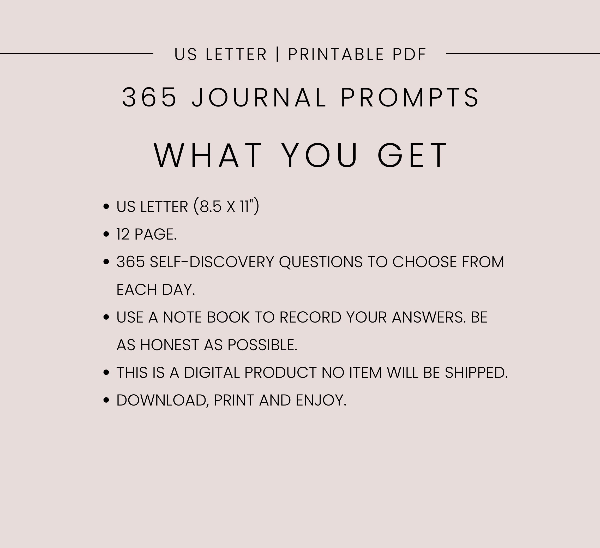 365 Journal Prompts PDF | Self-love Journal Prompts - Etsy