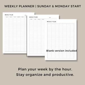 Blank Calendar Template, Monthly Calendar Printable, Weekly Planner - Etsy