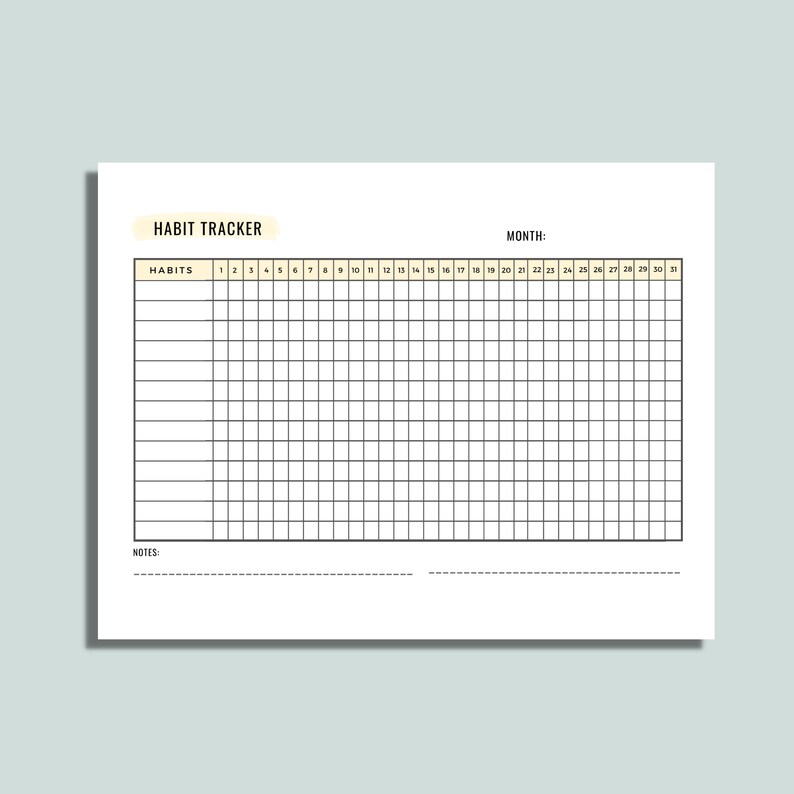 31 Day Habit Tracker Printable PDF Monthly Tracker - Etsy