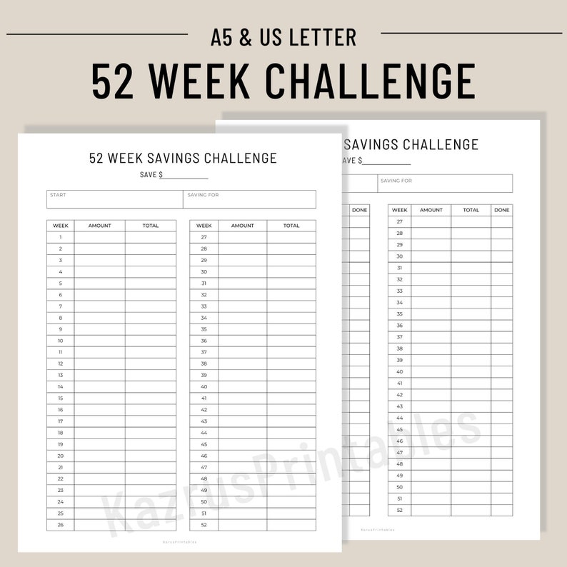 52 Week Savings Challenge, Money Challenge, Money Saving Challenge ...