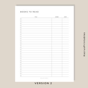 Reading Log Printable, Books to Read Printable, Reading Tracker ...