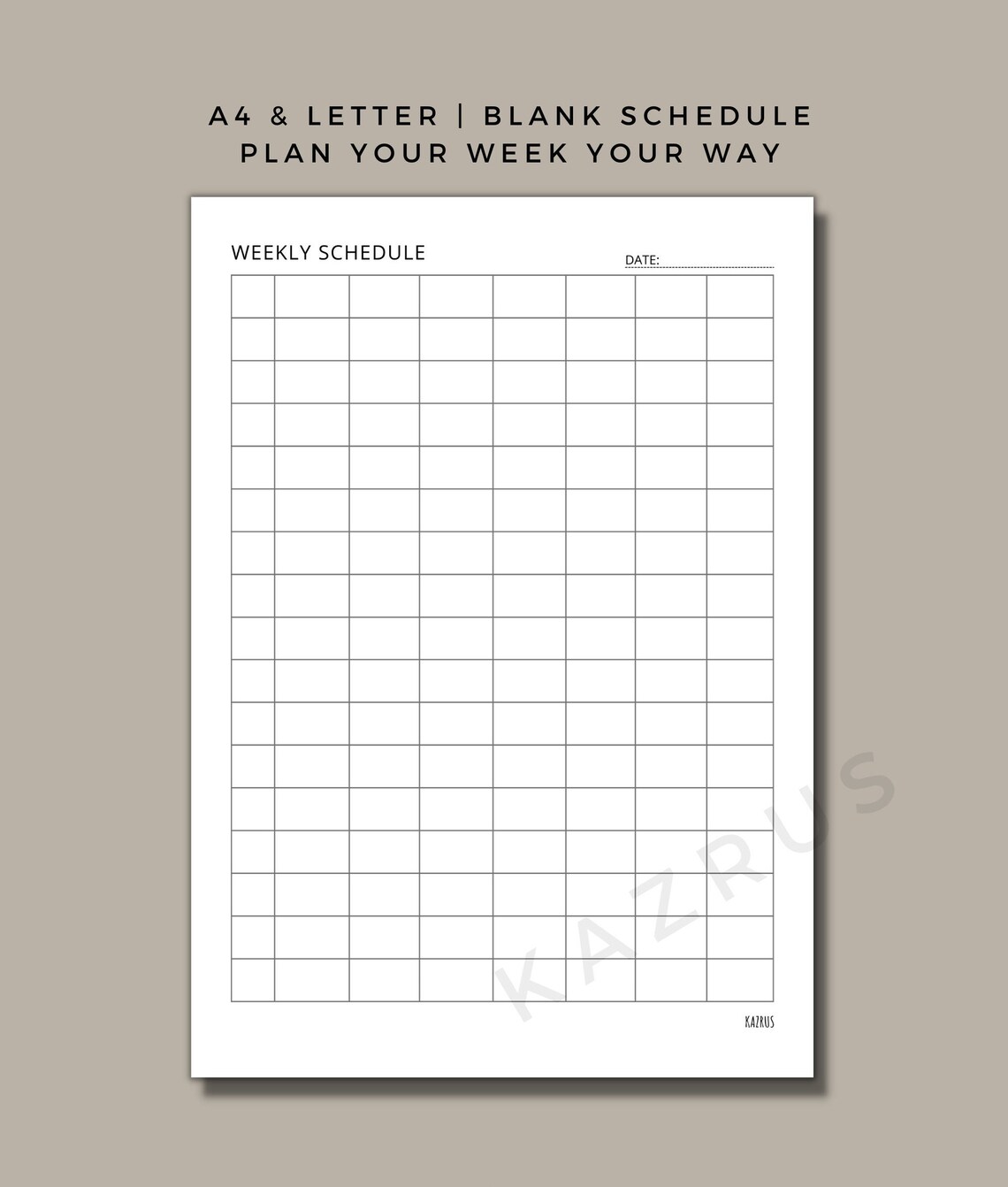 Weekly Hourly Planner Printable | Weekly Hourly on One Page | Undated ...