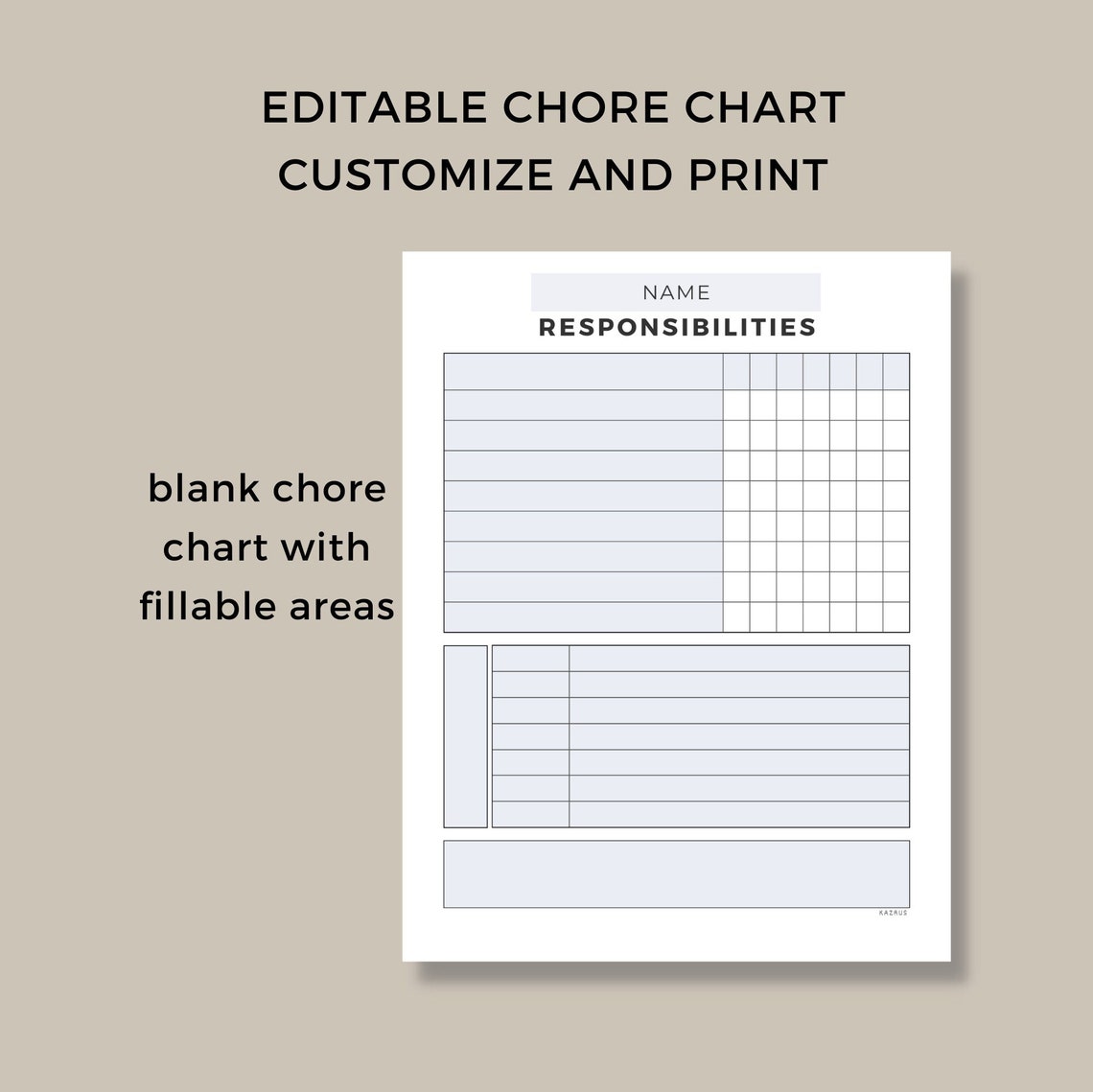 Weekly Chore Chart Editable Chore Chart to Do List Template - Etsy