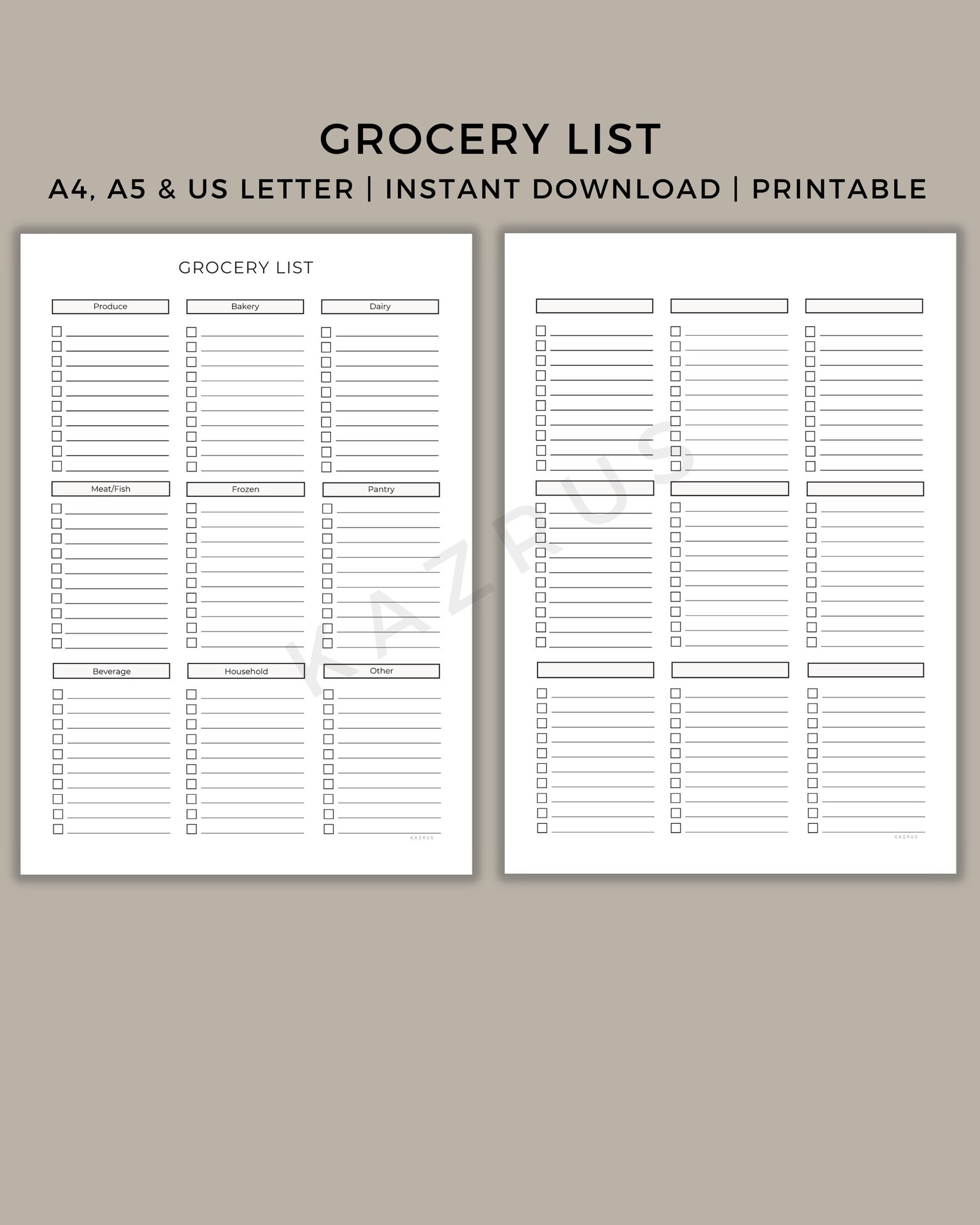 Grocery List Printable | Weekly Meal Planner Printable | Shopping List ...
