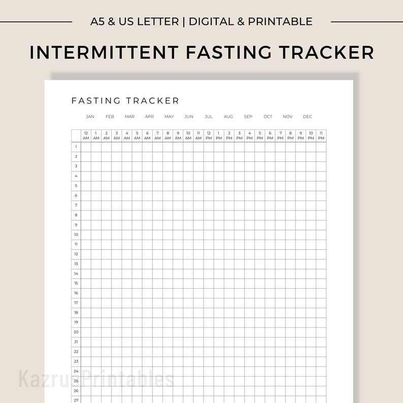 Intermittent Fasting Tracker Printable Intermittent Fasting - Etsy
