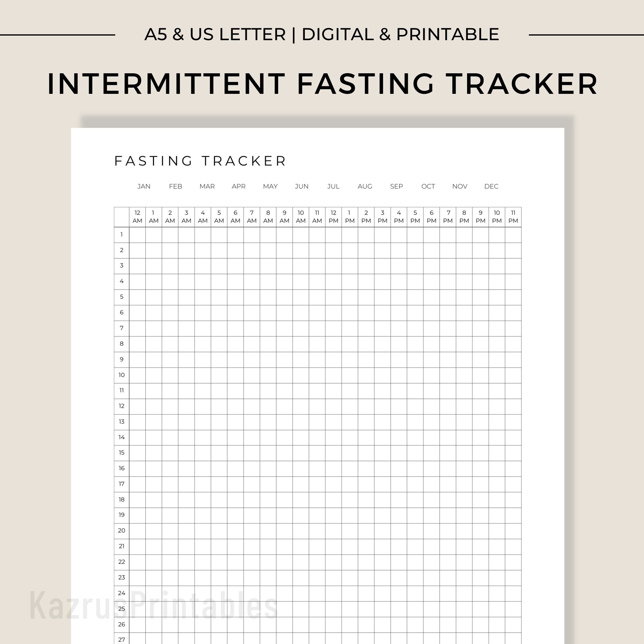 Intermittent Fasting Tracker Printable, Intermittent Fasting Log - Etsy ...