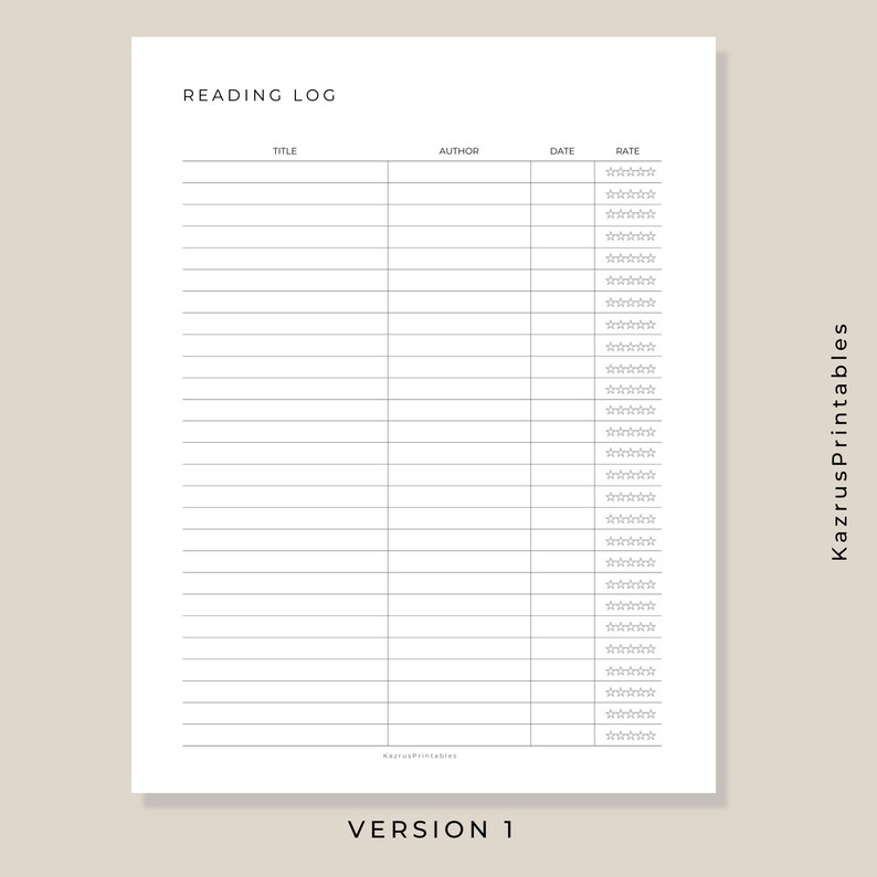 Reading Log Printable, Reading Tracker Printable - Etsy