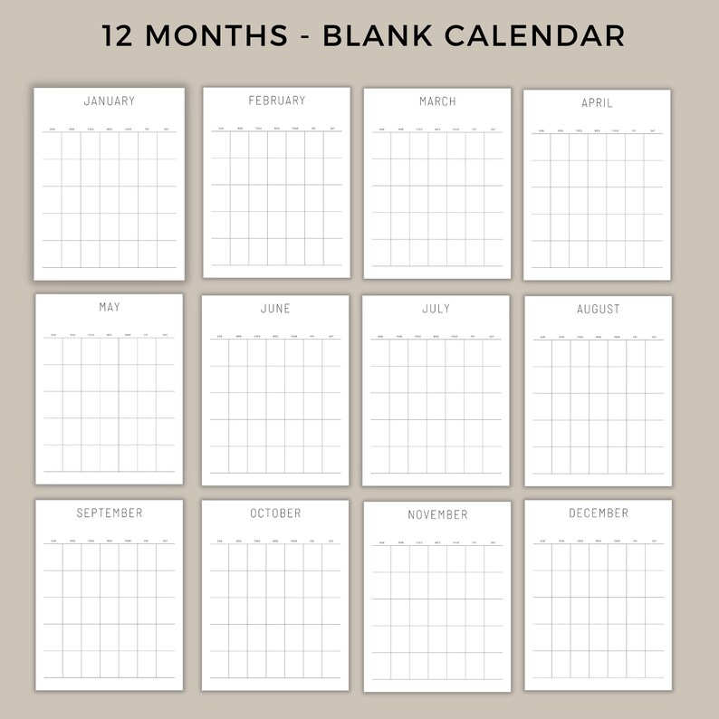 Blank Calendar Template, Monthly Calendar Printable, Weekly Planner - Etsy