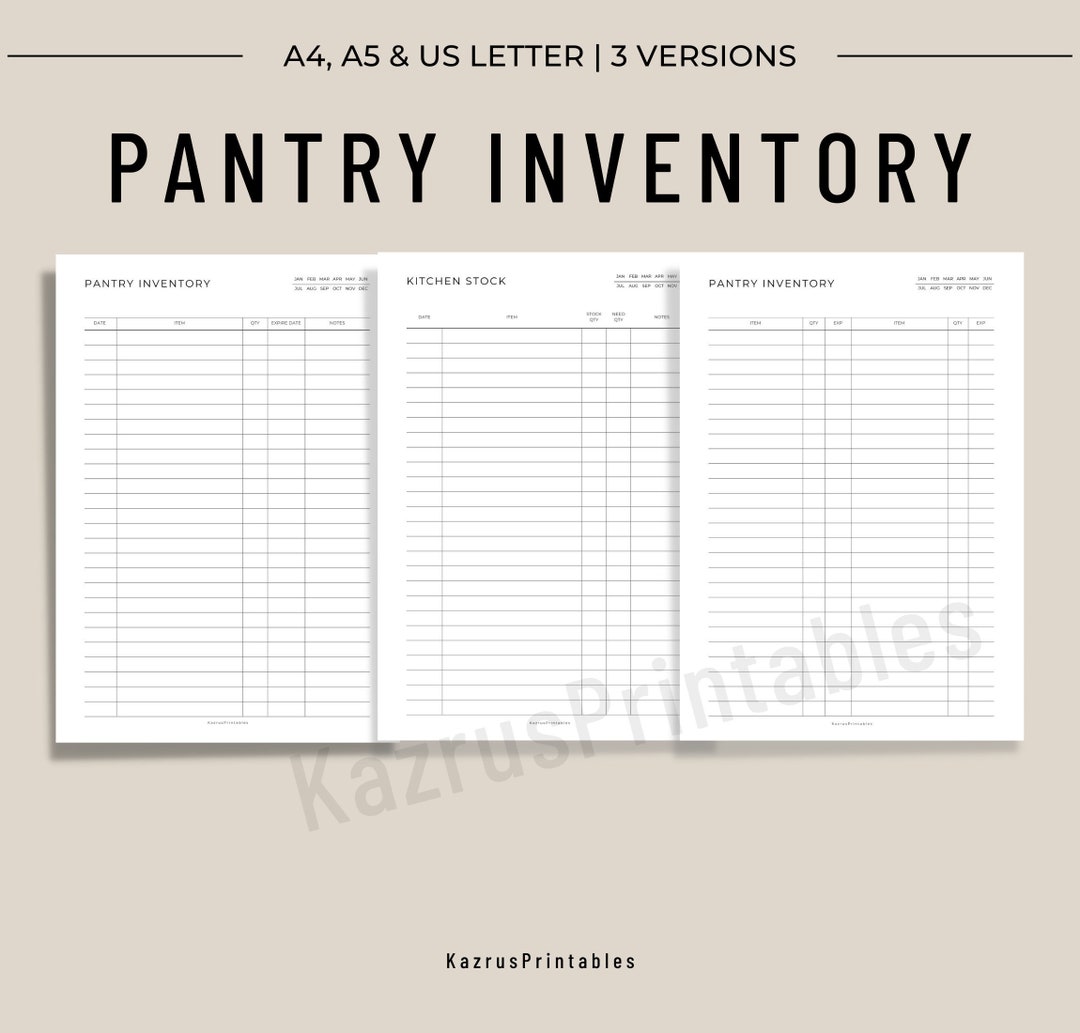 Pantry Inventory Log, Food Storage Inventory, Inventory List - Etsy