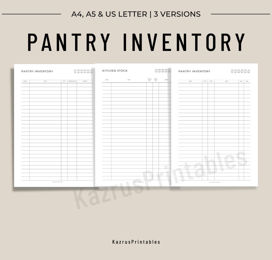 Pantry Inventory Log, Food Storage Inventory, Inventory List - Etsy