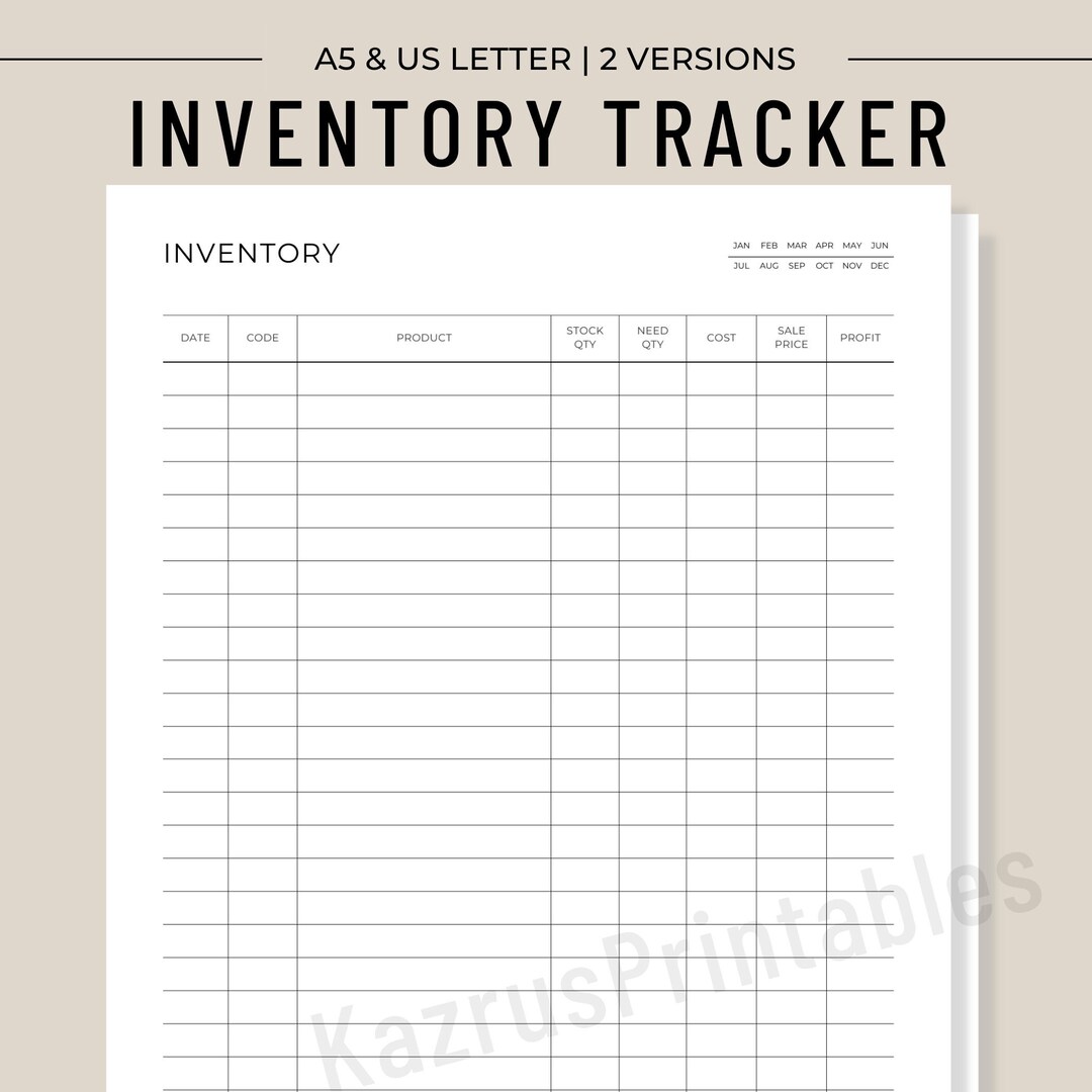 Inventory Sheet, Inventory Tracker, Product Inventory List, Inventory ...