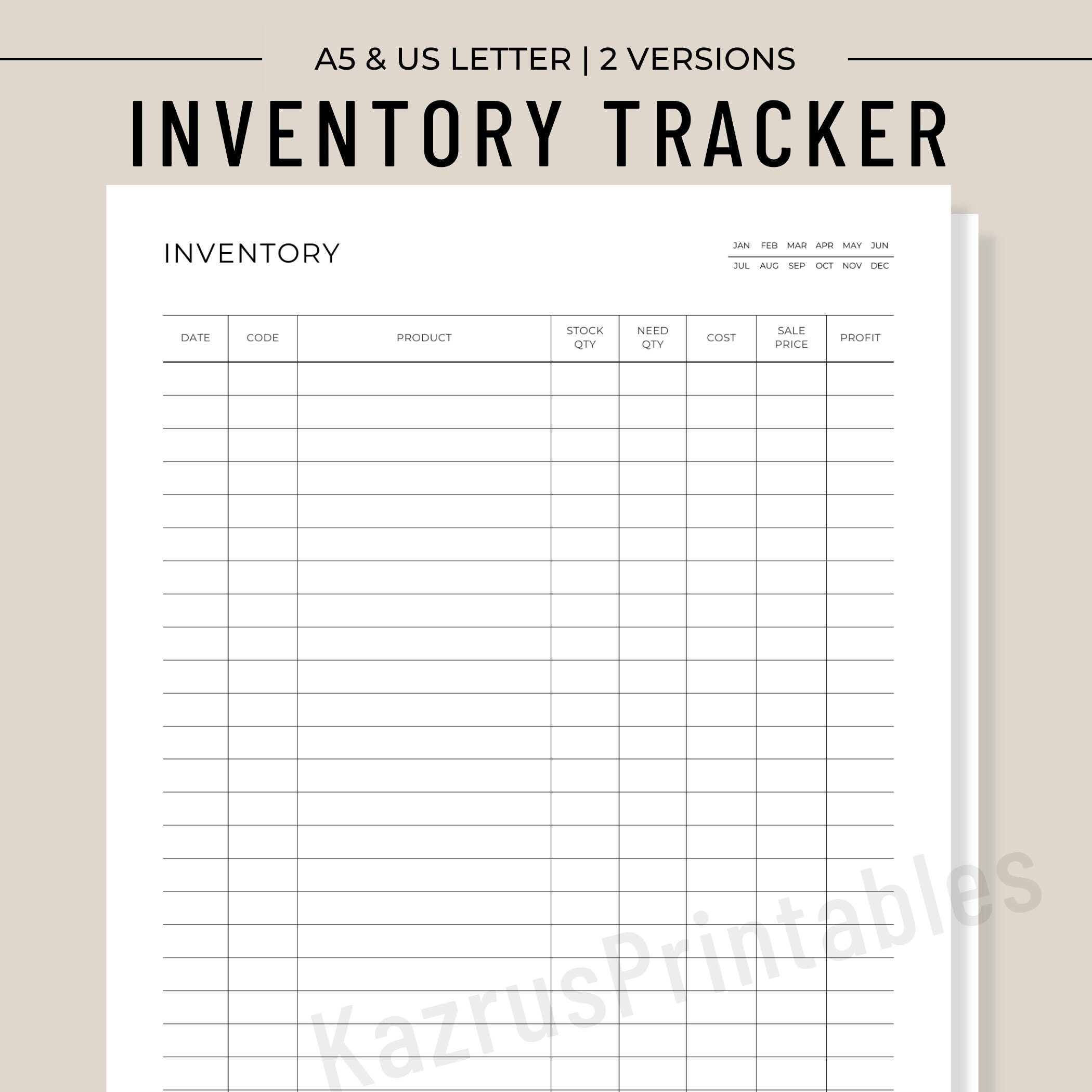 Inventory Sheet, Inventory Tracker, Product Inventory List, Inventory ...