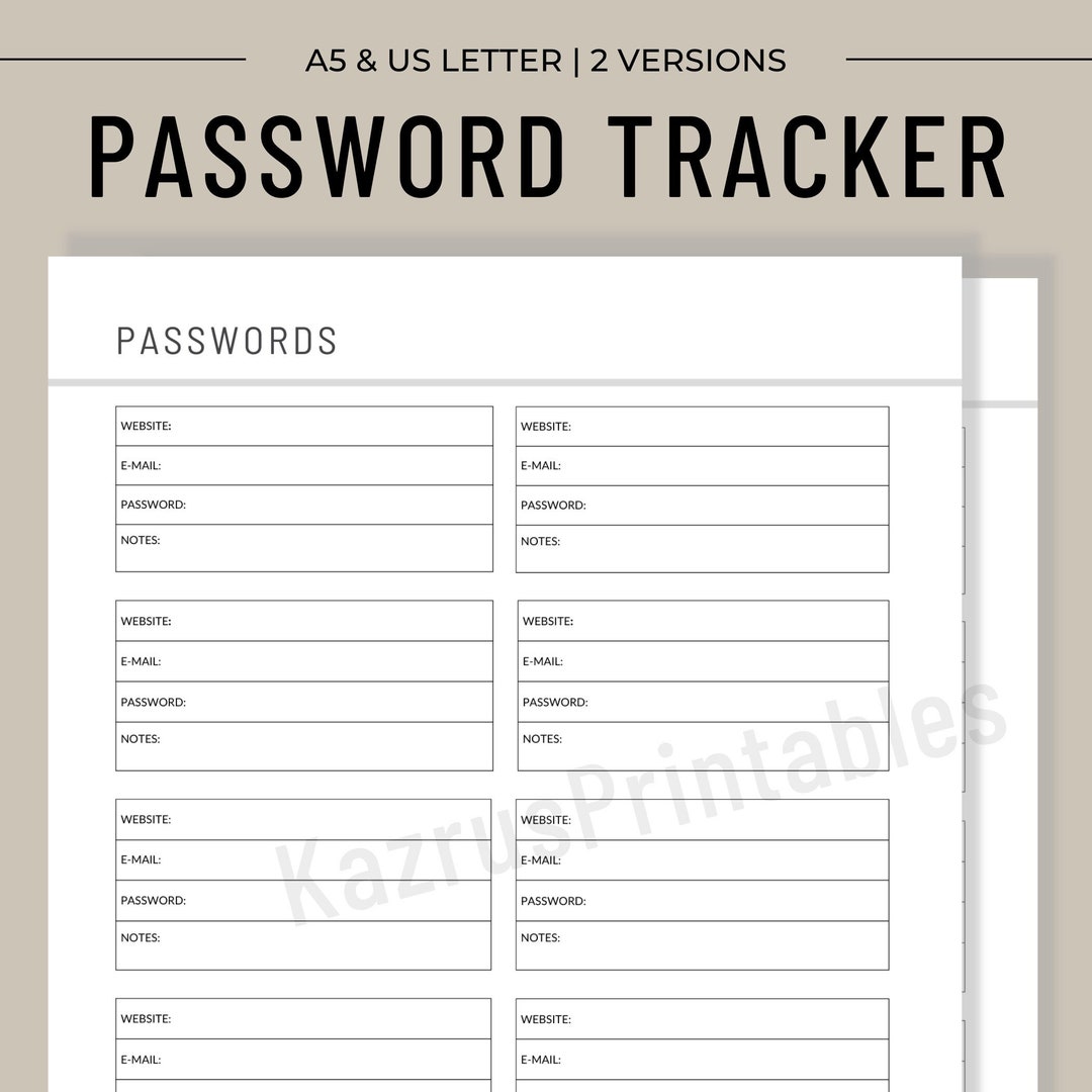Password Log, Password Tracker Printable - Etsy