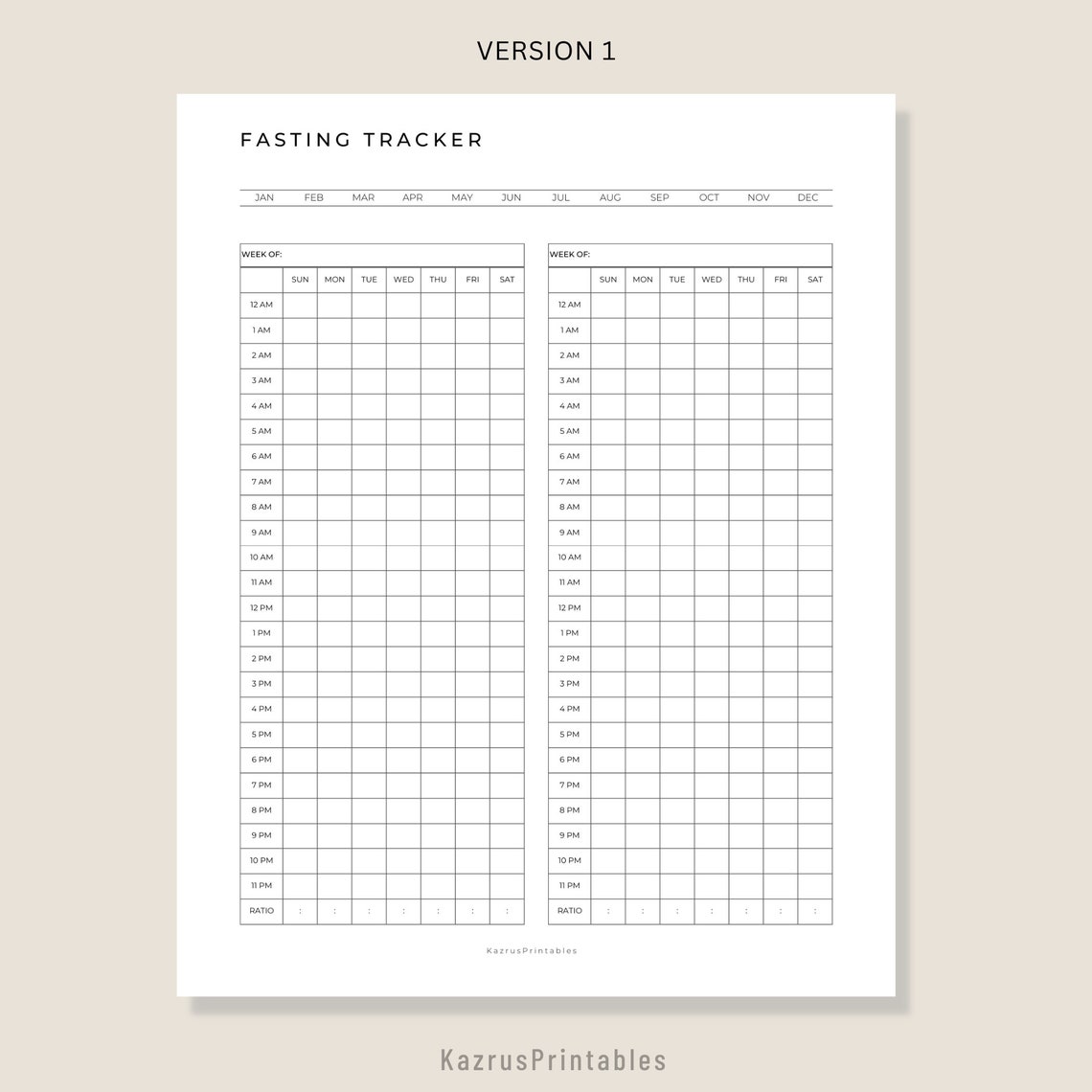 Weekly Intermittent Fasting Tracker Template, Intermittent Fasting Log ...