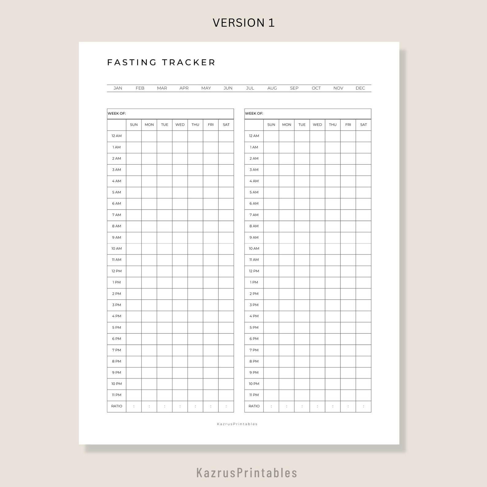 Weekly Intermittent Fasting Tracker Template, Intermittent Fasting Log ...