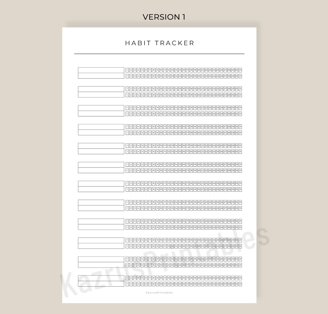 Habit Tracker Printable Yearly Habit Tracker - Etsy