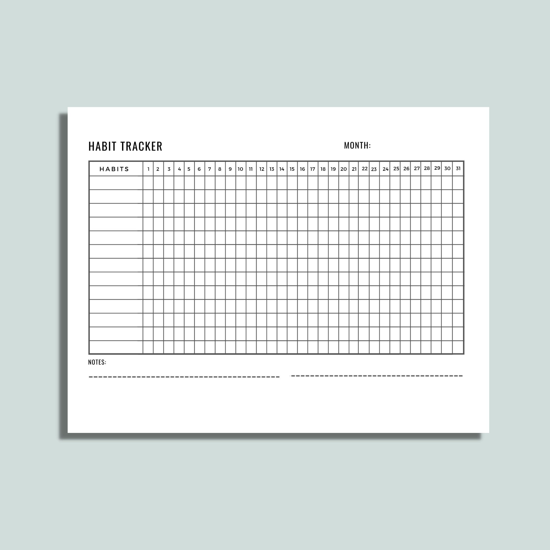 31 Day Habit Tracker Printable PDF Monthly Tracker - Etsy