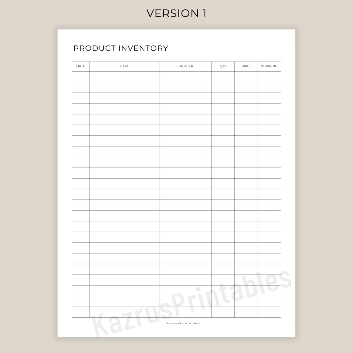 Product Inventory Log, Inventory Sheet, Inventory Management Form ...