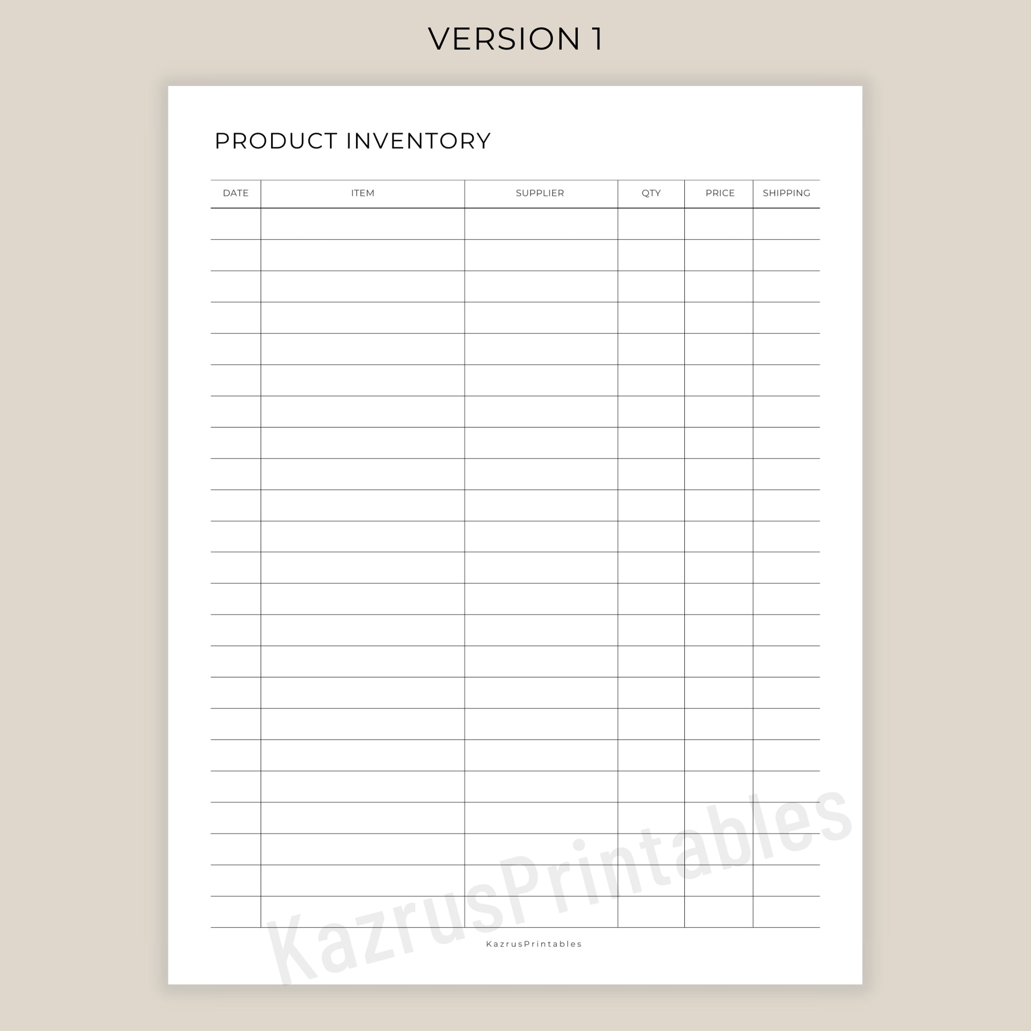 Product Inventory Log, Inventory Sheet, Inventory Management Form ...