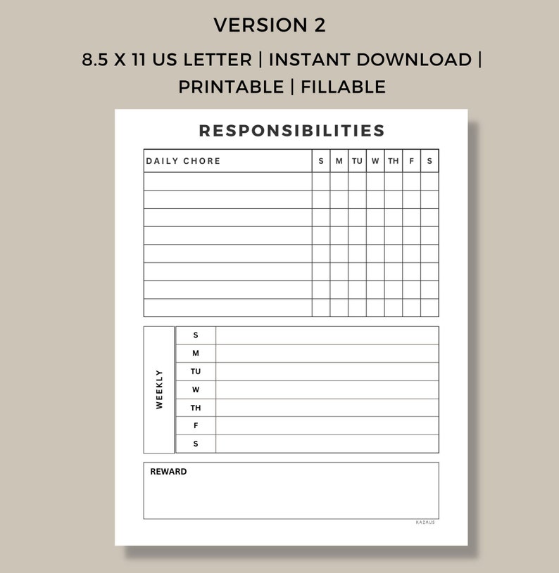 Weekly Chore Chart, Editable Chore Chart, to Do List Template - Etsy