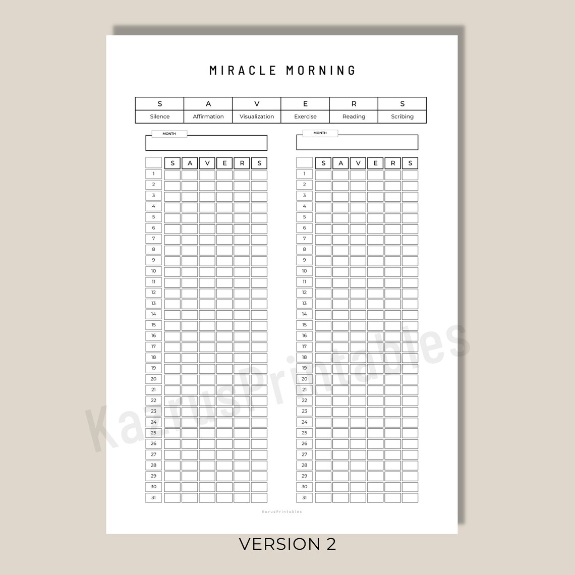 Miracle Morning, Morning Routine Tracker, Daily Weekly Monthly Routine ...